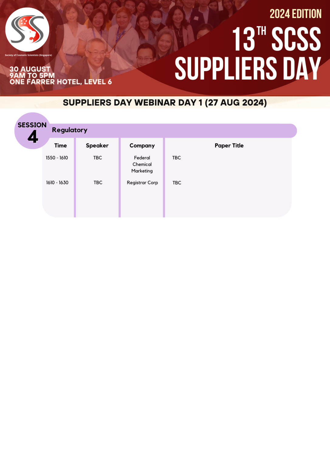 13th Suppliers Day – Society Cosmetic Scientists Singapore